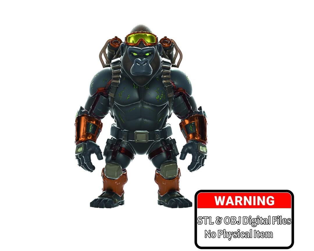 3d Cybernetic Gorilla Mech – Futuristic Armored Ape Warrior Figurine - Etsy