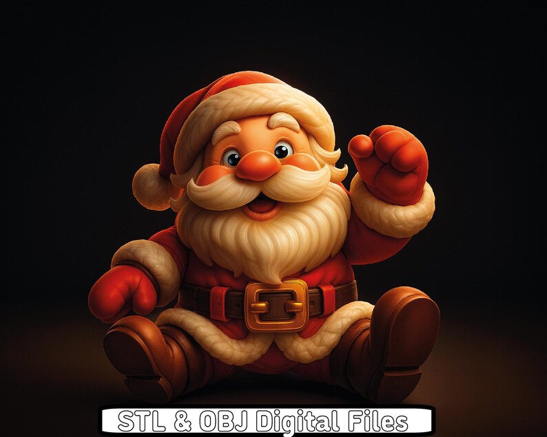 Cute Santa Claus STL File for 3D Printing • Christmas Santa Figurine ...