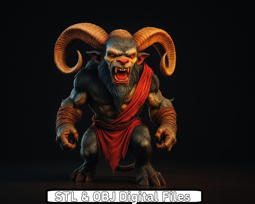 Demon Monster STL File for 3D Printing – Fantasy Creature Miniature OBJ ...