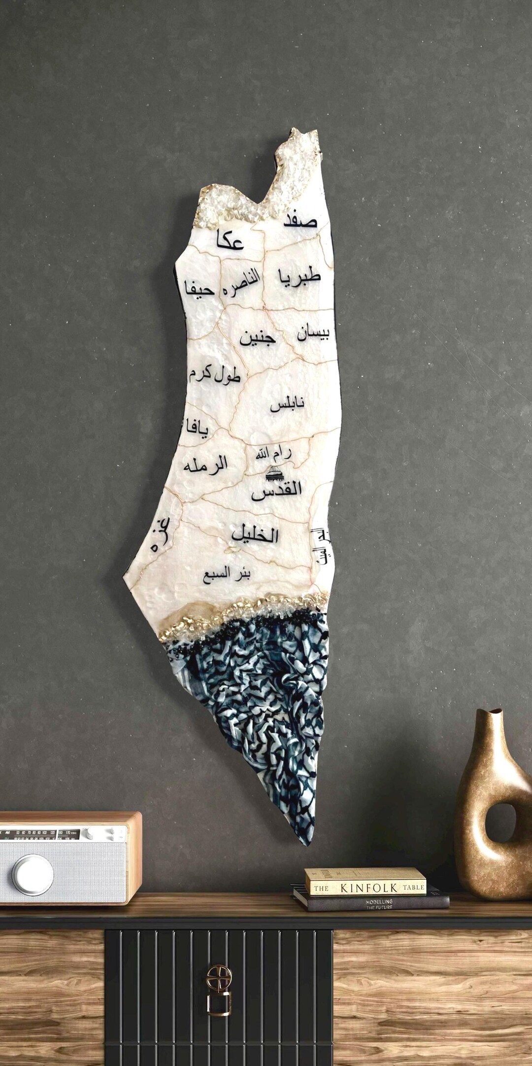 Handmade Palestine Map With Keffiyeh Fabric - Etsy