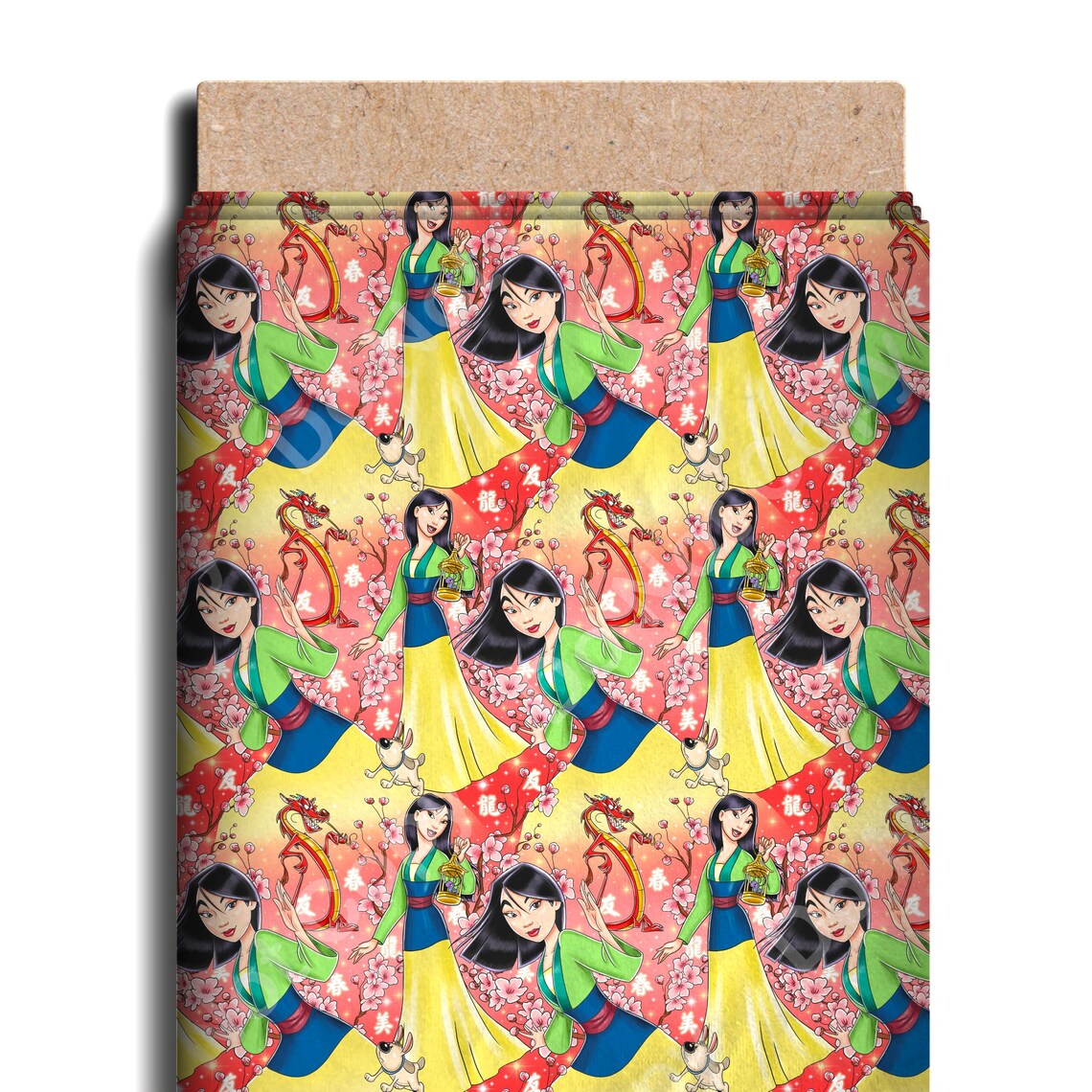 Cartoon Character Fabric, Movie, Princess, Mulan, Custom, Cotton Lycra ...