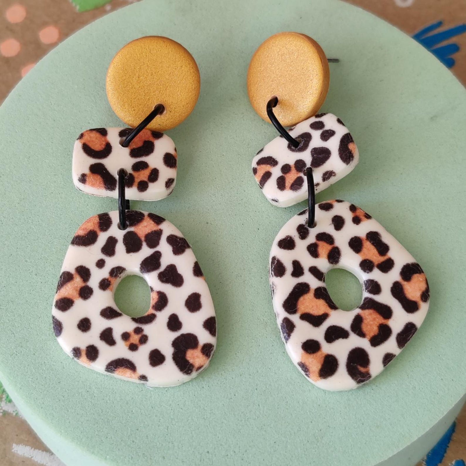 Leopard Print Dangle Earrings - Etsy