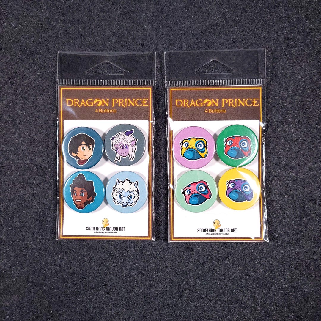 Dragon Prince Button Pack, Chibi Pins, TV Show Fan Art, Callum, Rayla ...