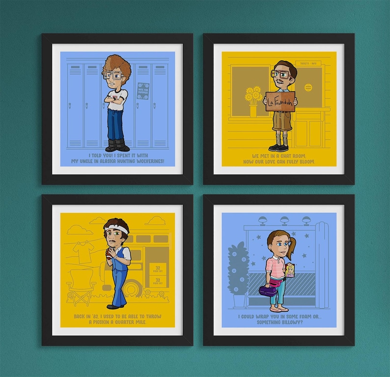 Napoleon Dynamite Print Set, 8x8 Comedy Wall Art, Napoleon Deb Uncle ...