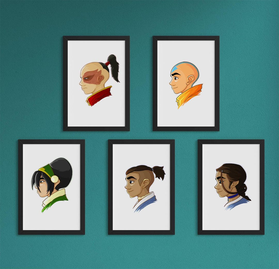 Avatar the Last Airbender Profile Print Set, 4x6 Team Avatar Wall Art ...