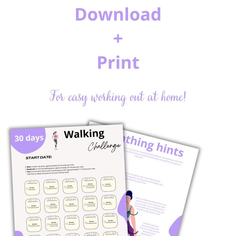Walk Challenge, Run Tracker Printable, Walking Printe, 30 Days ...