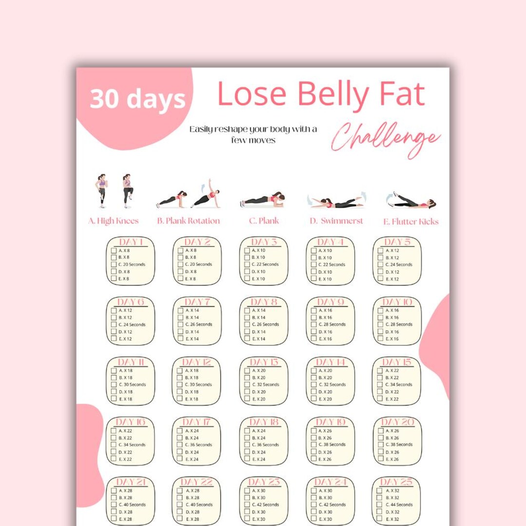 30 Day Lose Belly Fat Challenge | Belly Workout Digital | Flat Abs ...
