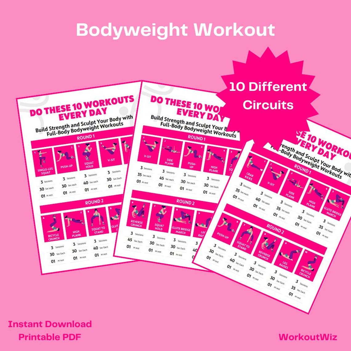 Booty Work, Flat Abs, Fitness Planne, Bodyweight Exercise Poster, Arm ...