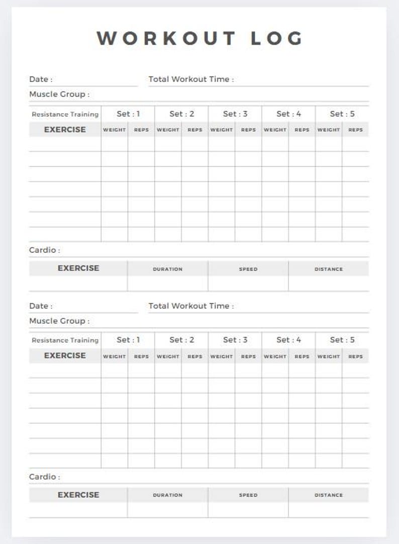 Exercises Tracker, Printable Exercise Tracker, Exercise Log Tracker ...