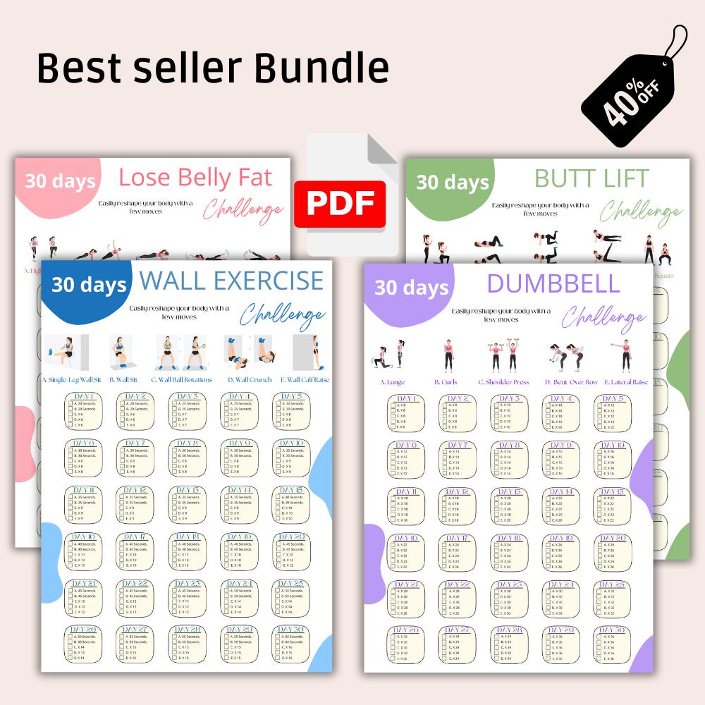 30 Day Challenge Bundle, Fitness Gym Bundle, Gym Bundle Pdf, 2024 ...