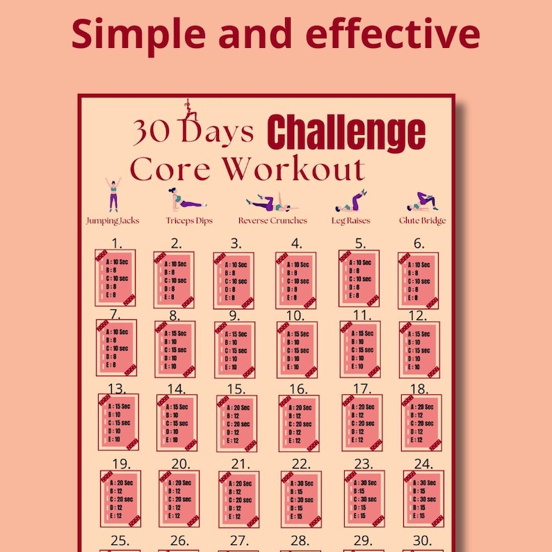 30 Day Challenge Core Workout, Deep Core Exercises, Abdominals, Pelvic ...