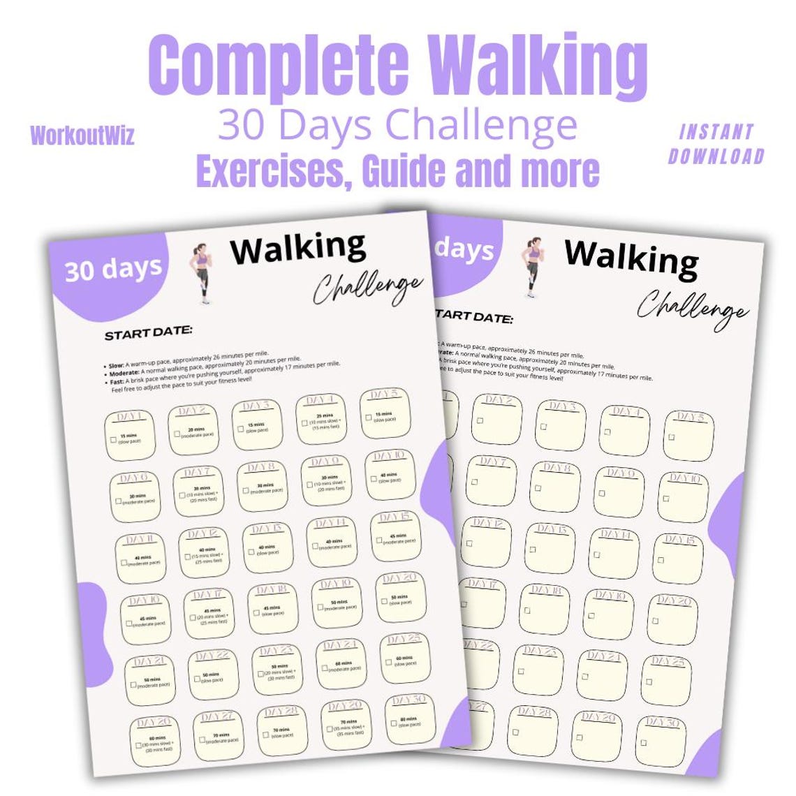 Walk Challenge, Run Tracker Printable, Walking Printe, 30 Days ...