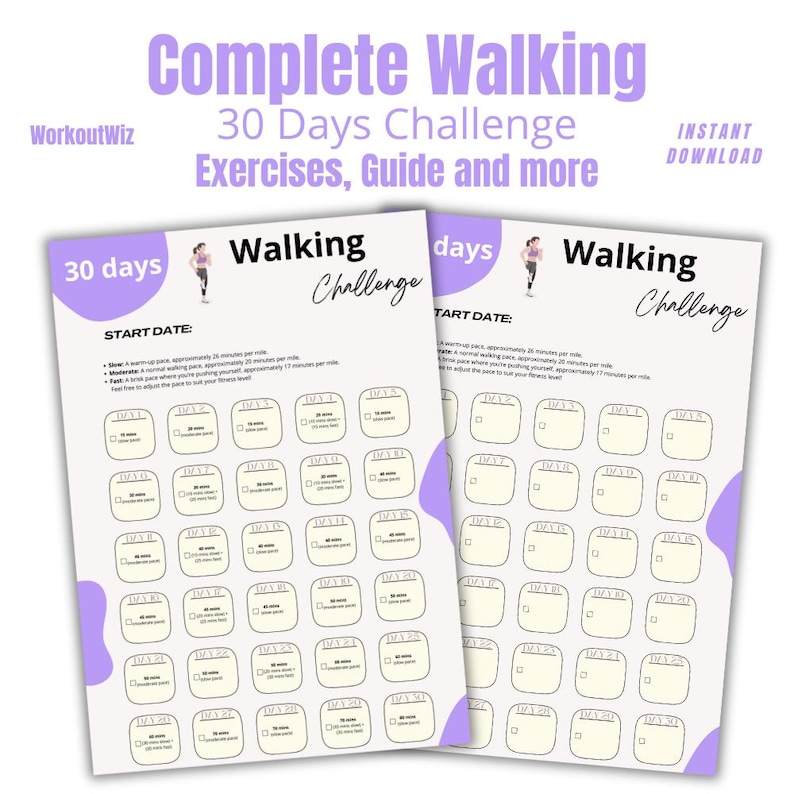 Walk Challenge, Run Tracker Printable, Walking Printe, 30 Days ...
