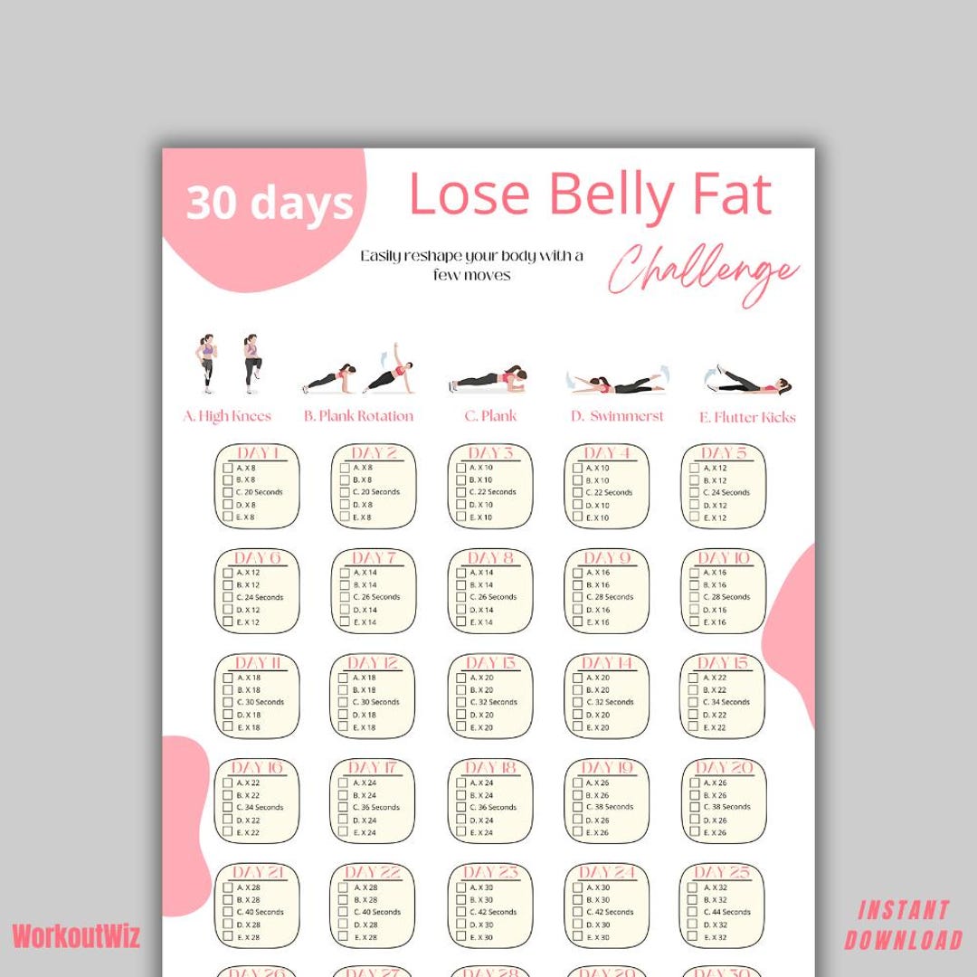 30 Day Gym Workout Program, 30 Days Ab Challenge Routine, Ab Workout ...