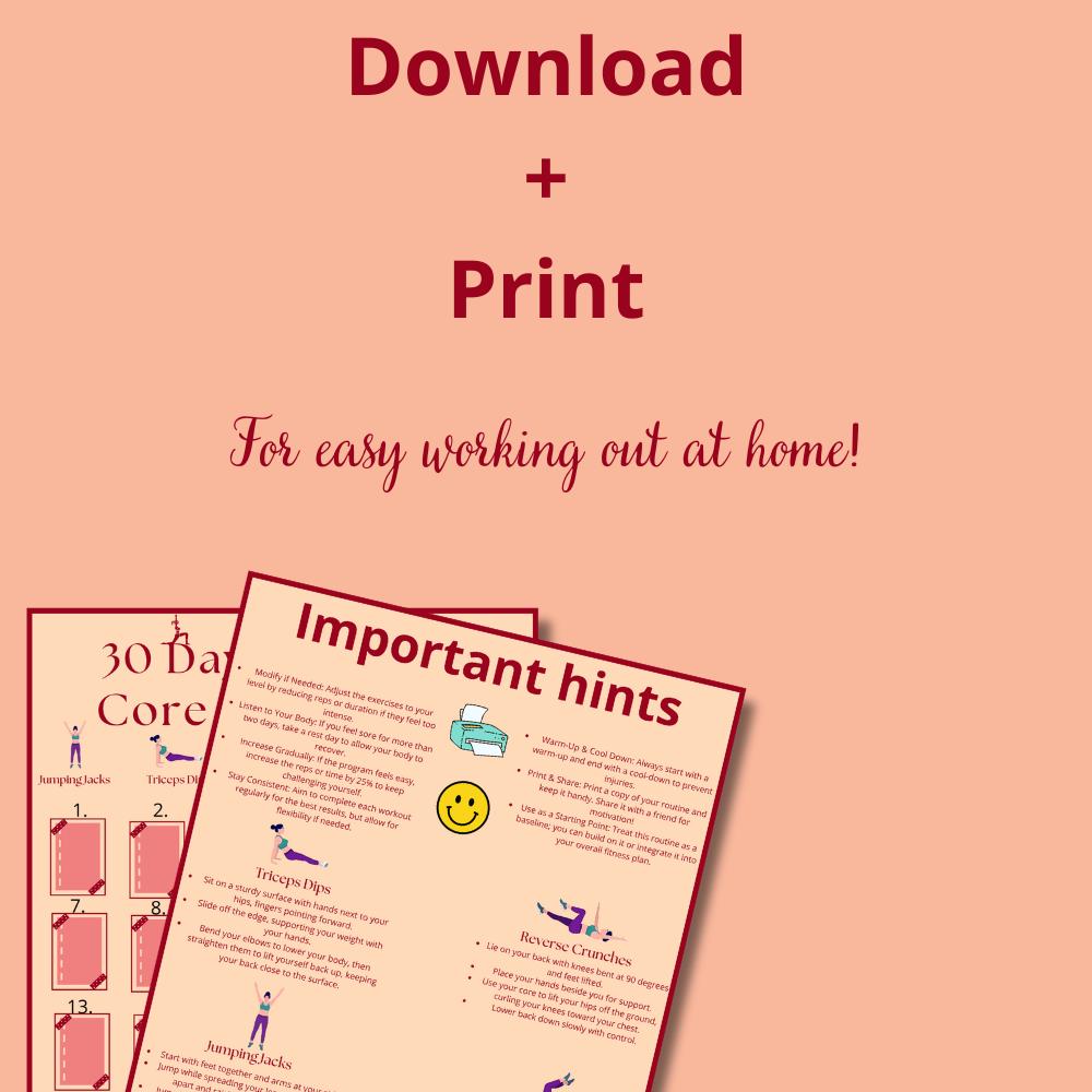 30 Day Challenge Core Workout, Deep Core Exercises, Abdominals, Pelvic ...