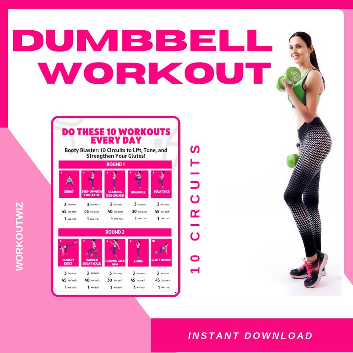 Dumbbell Workout Poster, Dumbbell Guide, Home Workout Arms, Gym ...