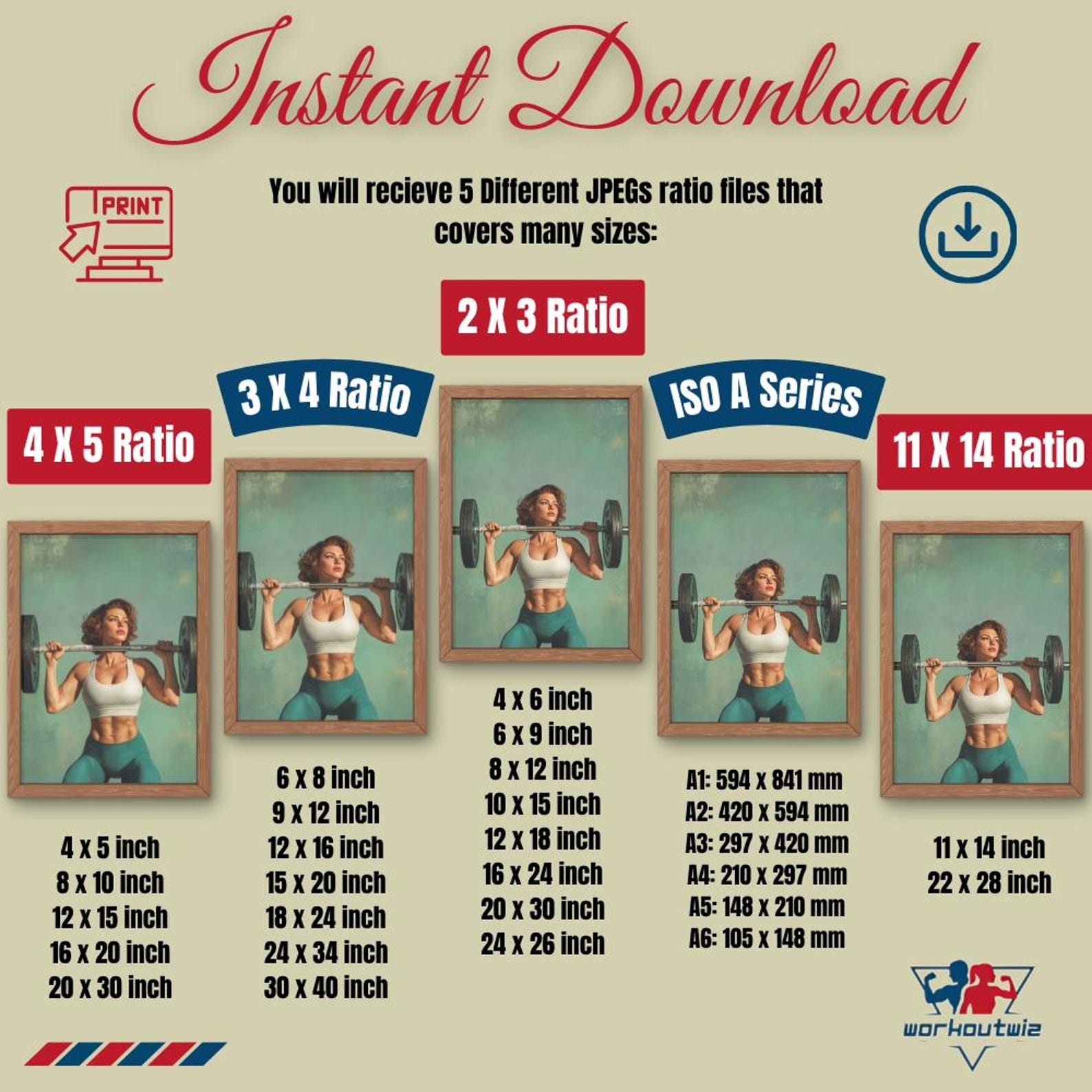 Exercise Poster, Gym Wall Art Print, Workout Poster, Gym Art Print ...