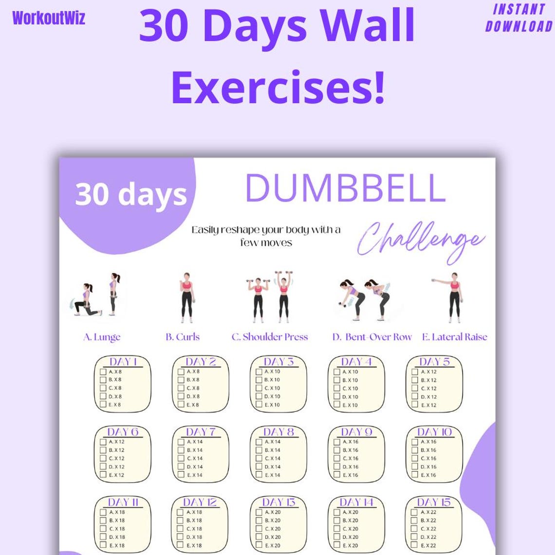 30 Days Challenge Arm, 30 Day Challenge, Dumbbell Workout Plan ...
