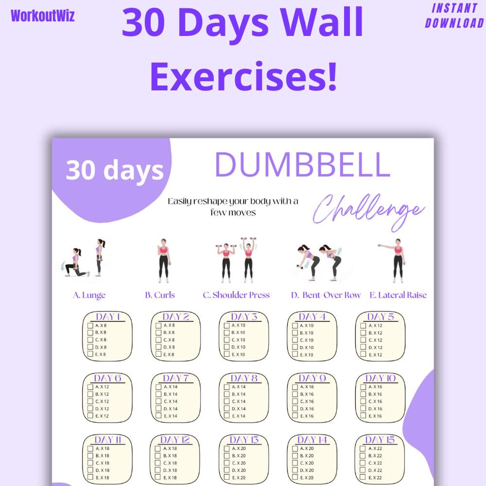 30 Days Challenge Arm, 30 Day Challenge, Dumbbell Workout Plan ...