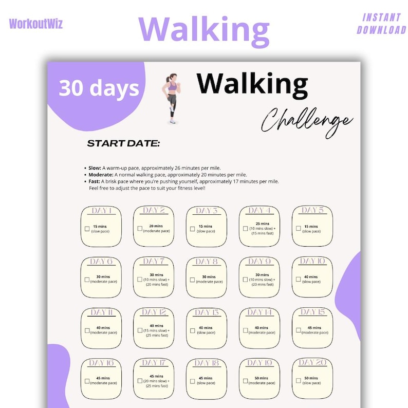 Month Tracker Steps, 30 Days Workout Challenge, Challenge Run Walk ...