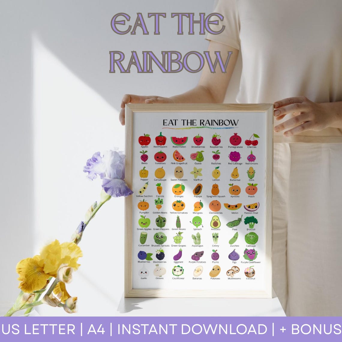 Eat the Rainbow Chart, Eat the Rainbow PDF, Incorporate Colorful Fruits ...