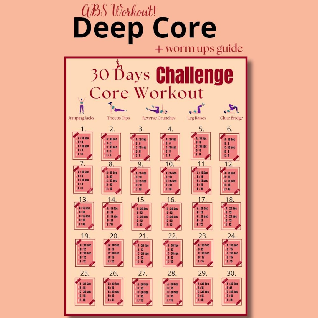 30 Day Challenge Core Workout, Deep Core Exercises, Abdominals, Pelvic ...
