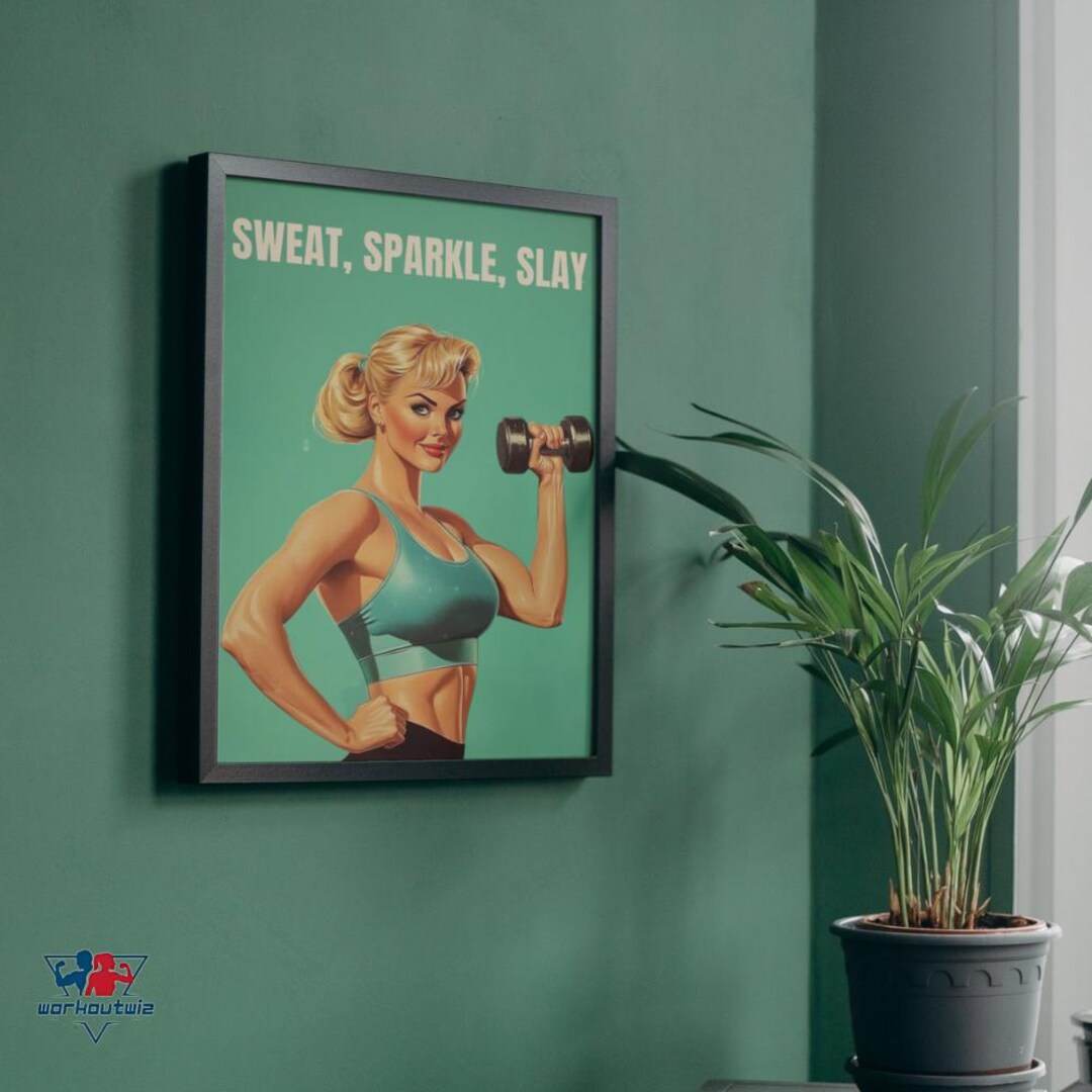 Retro Gym Posters, Gym Wall Art Print, Dumbbell Workout Poster ...