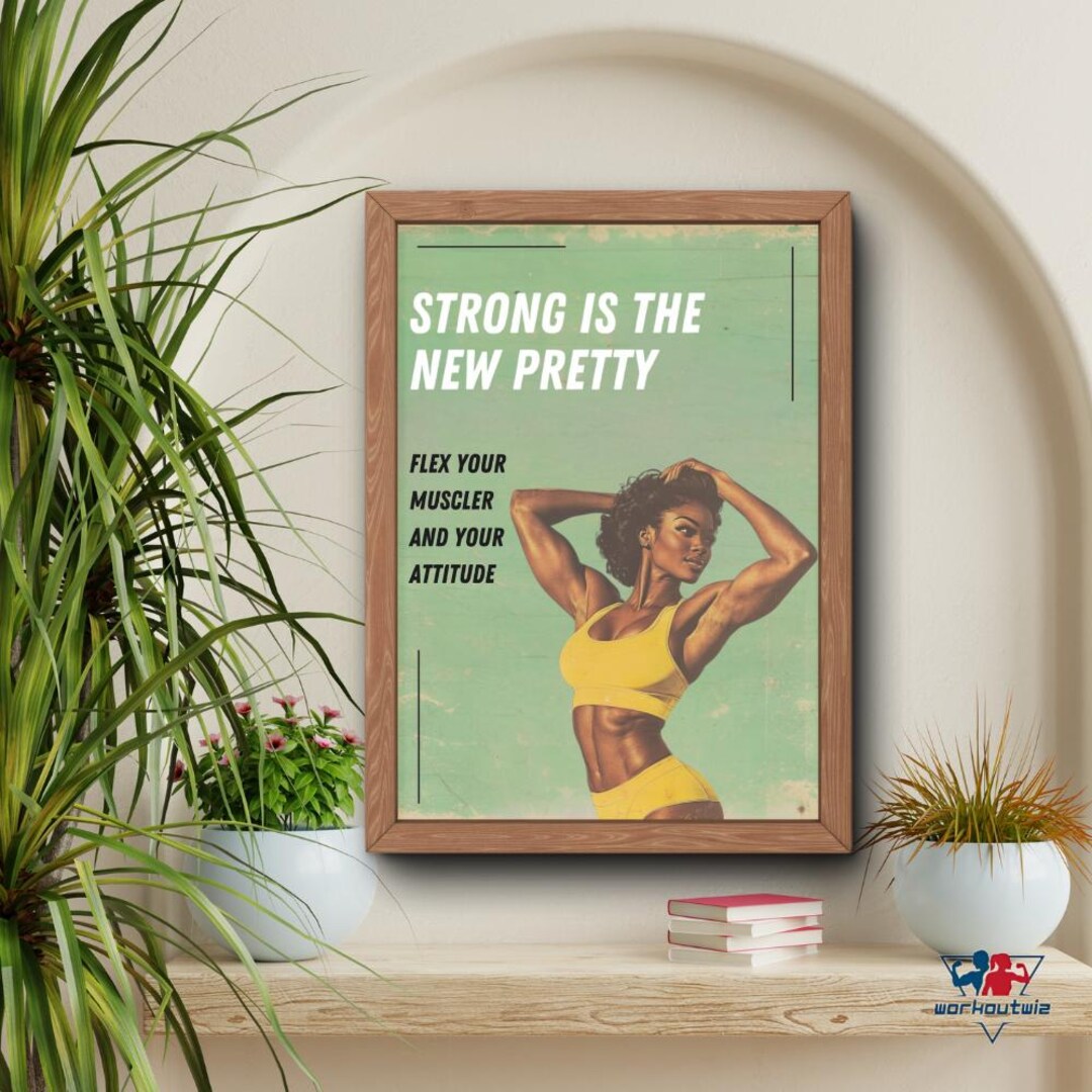 Dumbbell Printable Art, Bodybuilder Poses, Retro Gym Decoration, Home ...