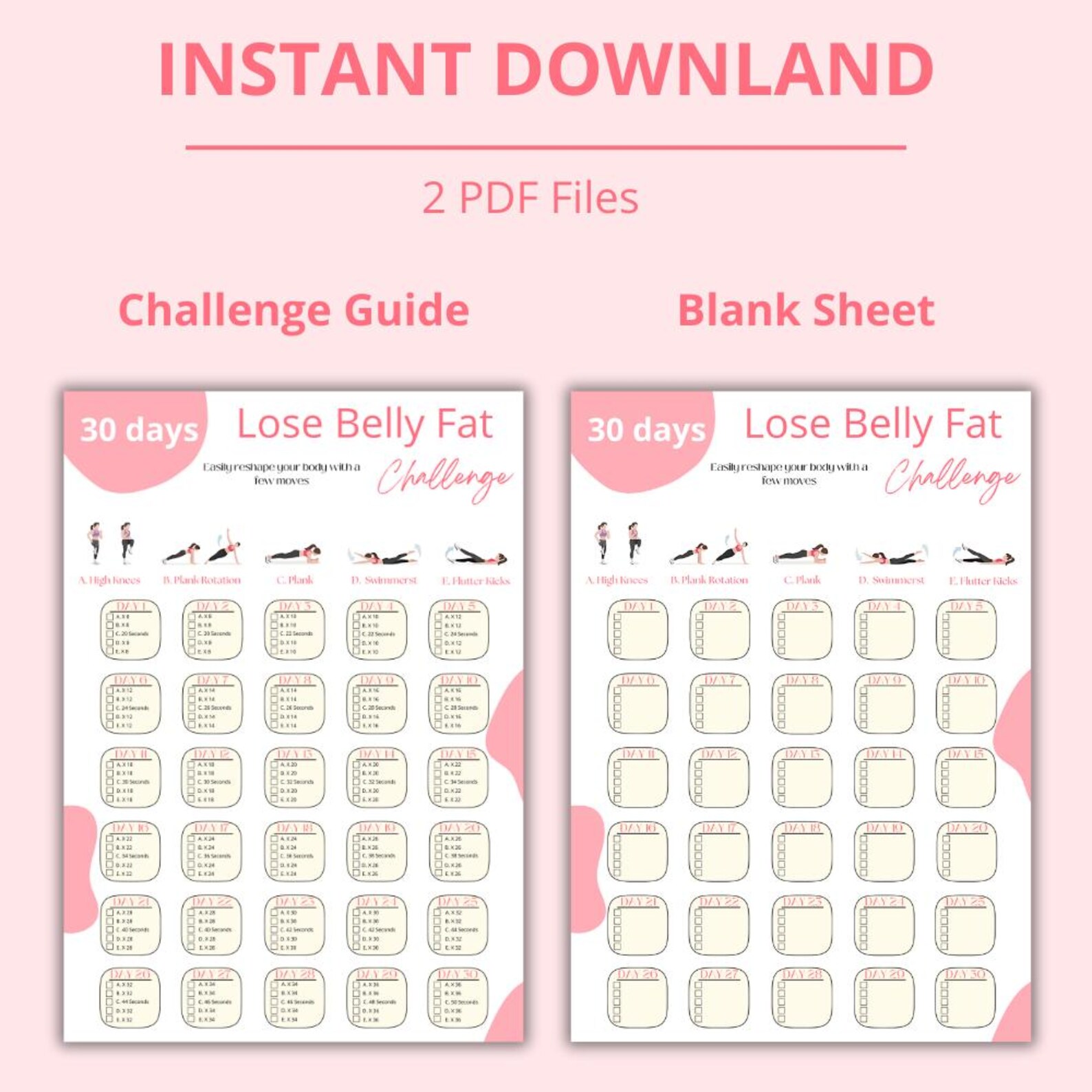 30 Day Home Workout Guide, 30 Day Abs Workout Program, Easy Home ...