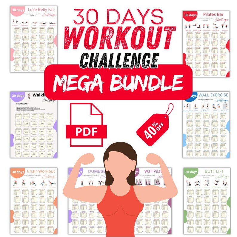 30 Day MEGA Workout Bundle Printable + Interactive Pdfs | 8 Bundles, 31 ...