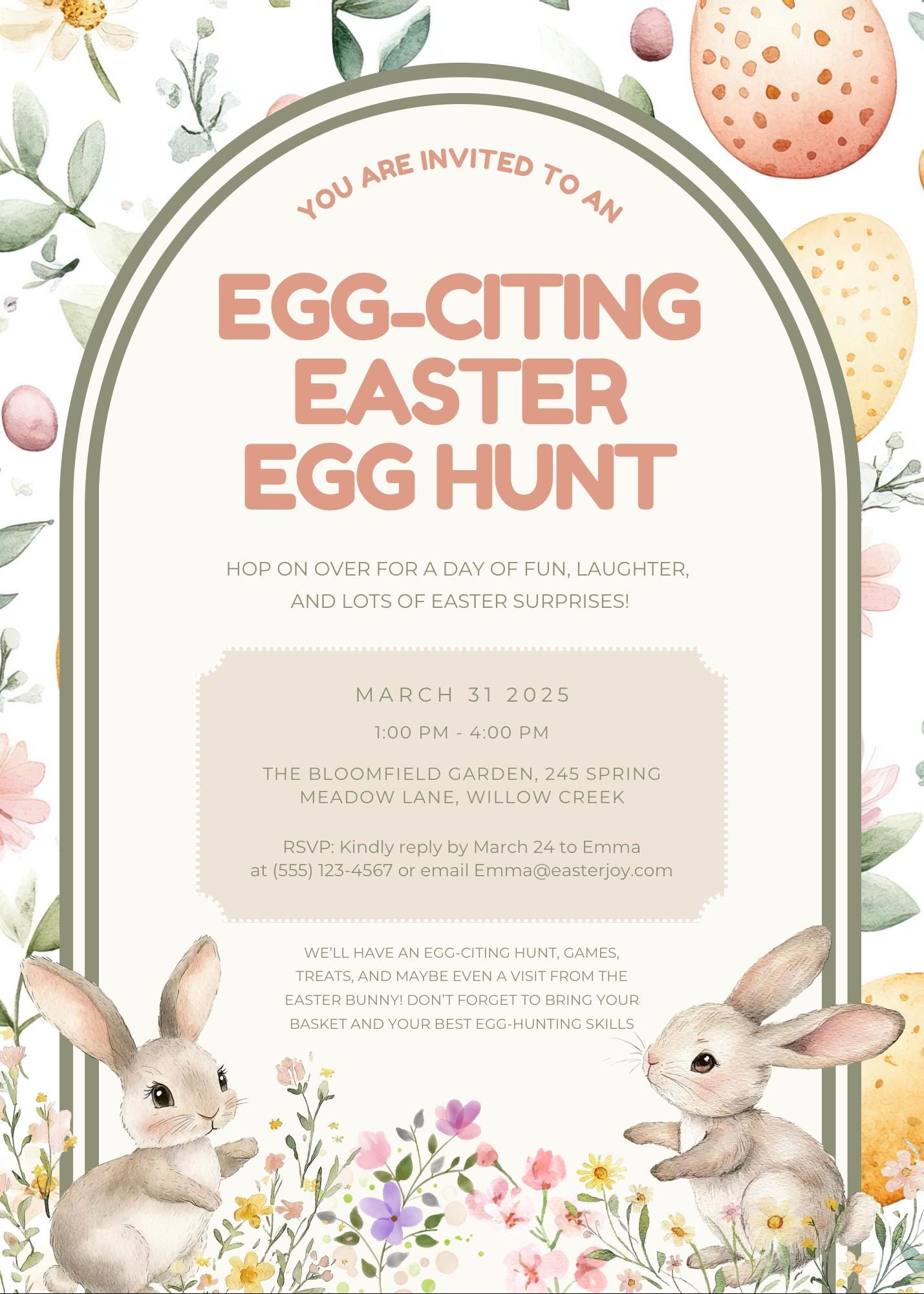 Editable Easter Egg Hunt Invitation, Easter Party Invite, Easter Eggs ...