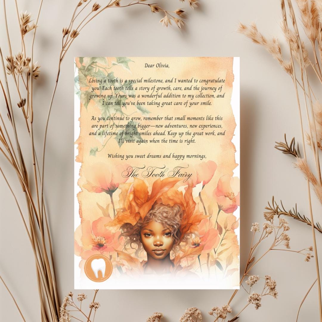 Editable Orange Tooth Fairy Personalized Note Letter, Tooth Fairy ...