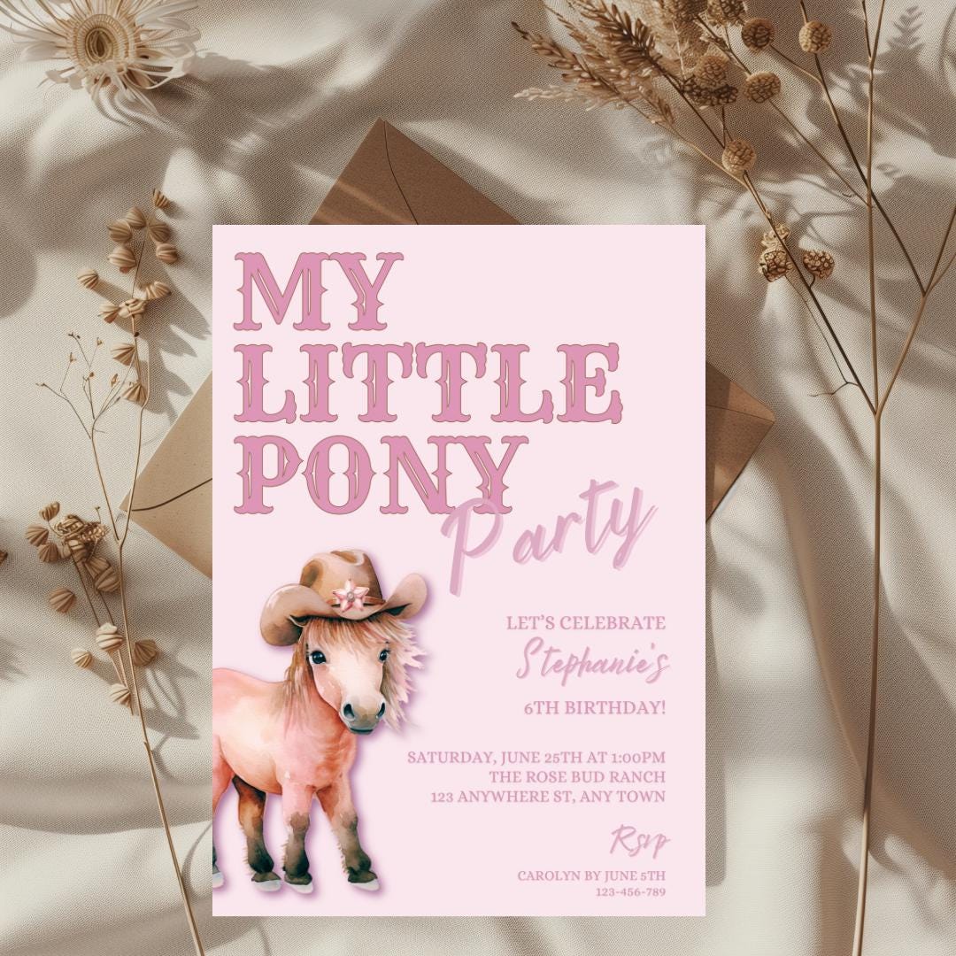 EDITABLE Pink My Little Pony 6th Birthday Party Invitation, Invite for ...