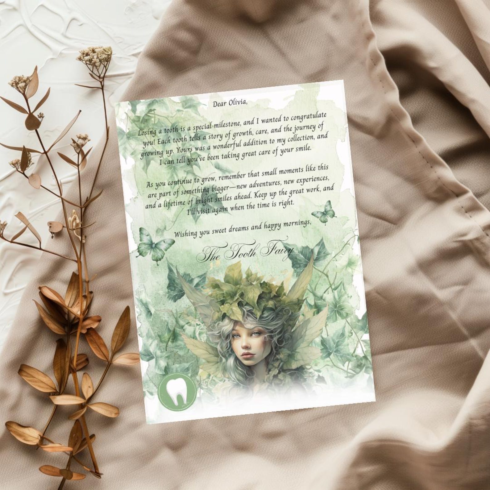Editable Green Tooth Fairy Personalized Note Letter, Tooth Fairy ...