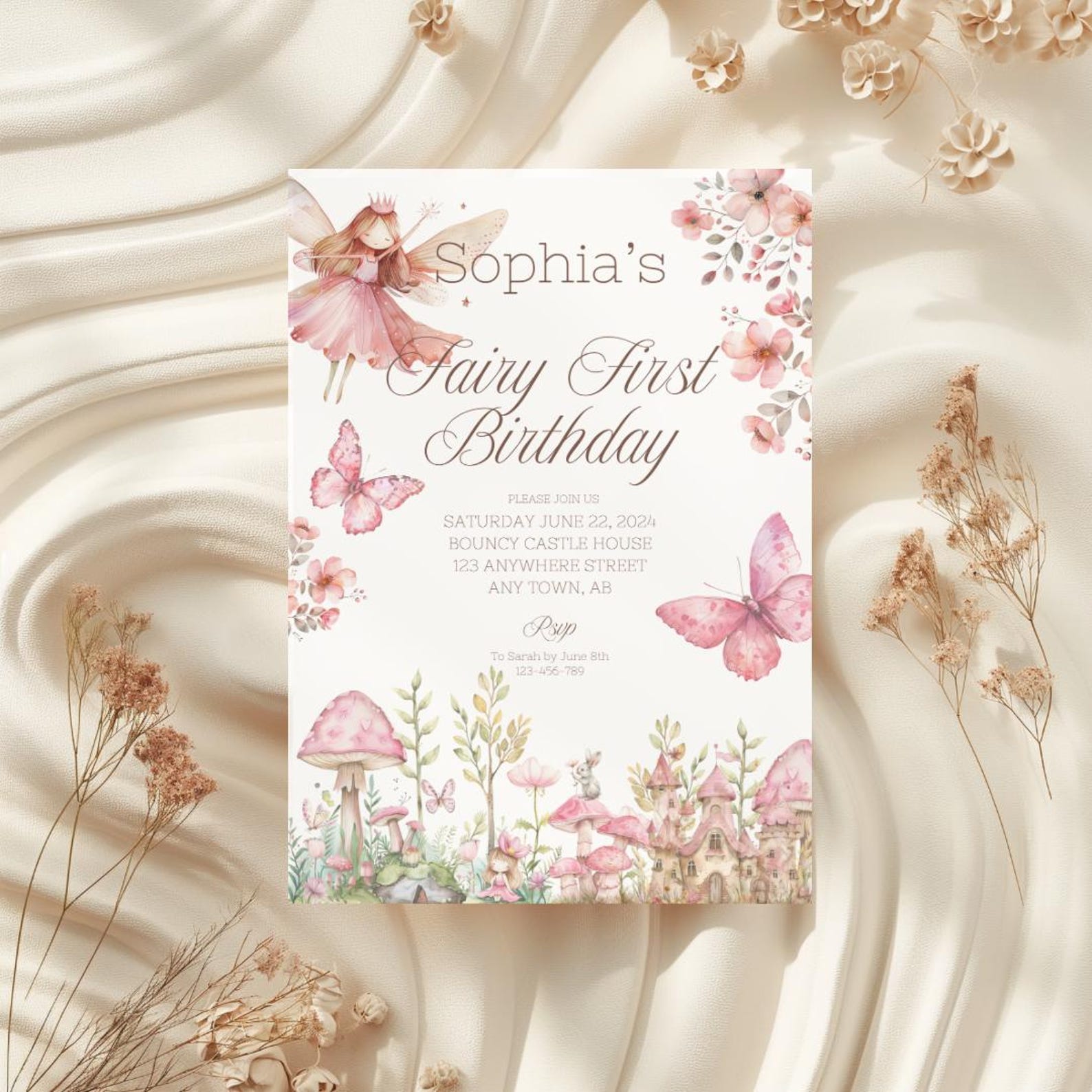 EDITABLE Fairy First Birthday Invitation, 1st Birthday Invite, First ...
