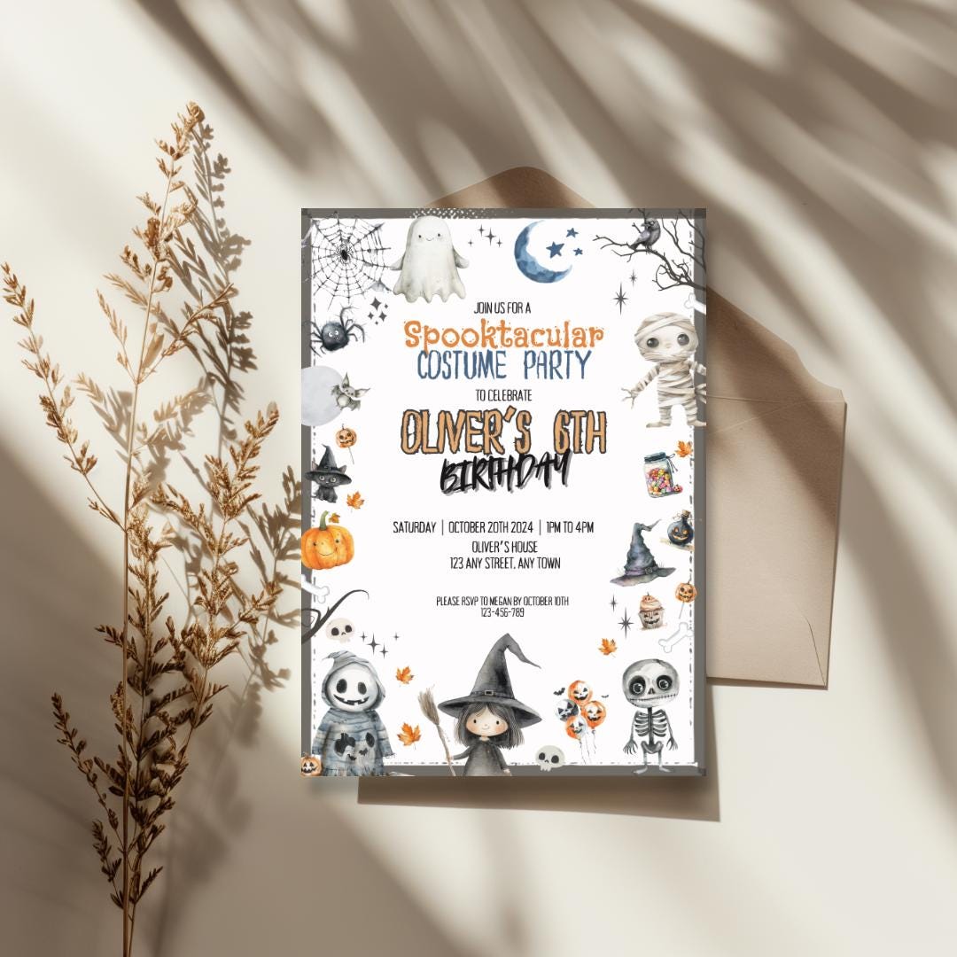 EDITABLE Halloween 6th Birthday Party Invitation Costume Party Invite ...