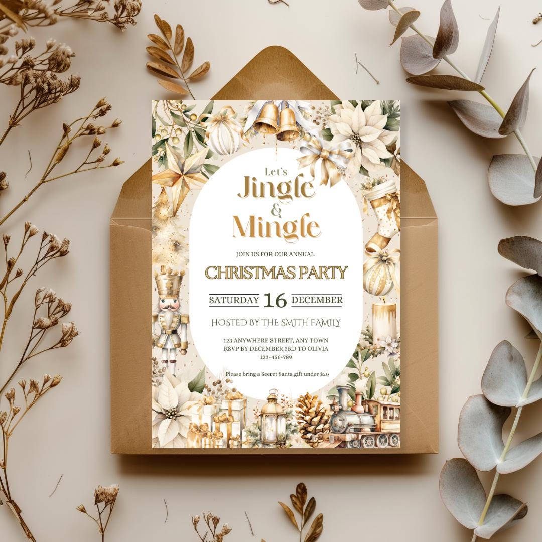 EDITABLE Christmas Party Invitation, Holiday Party, Jingle & Mingle ...