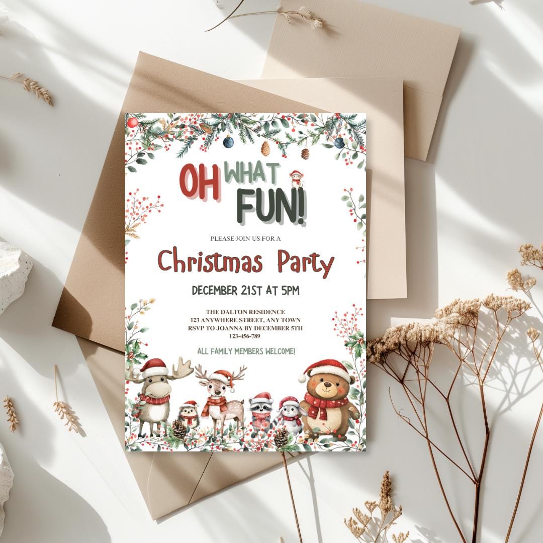 EDITABLE Christmas Party Invitation, Holiday Party, Oh What Fun ...