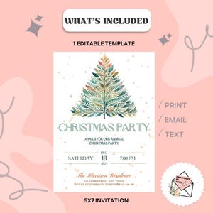 EDITABLE Christmas Party Invitation, Holiday Party, Christmas Tree ...
