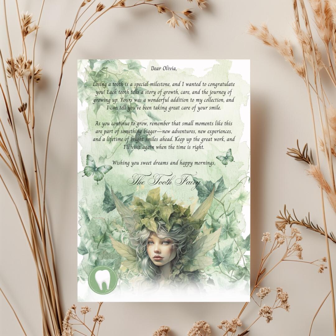 Editable Green Tooth Fairy Personalized Note Letter, Tooth Fairy ...