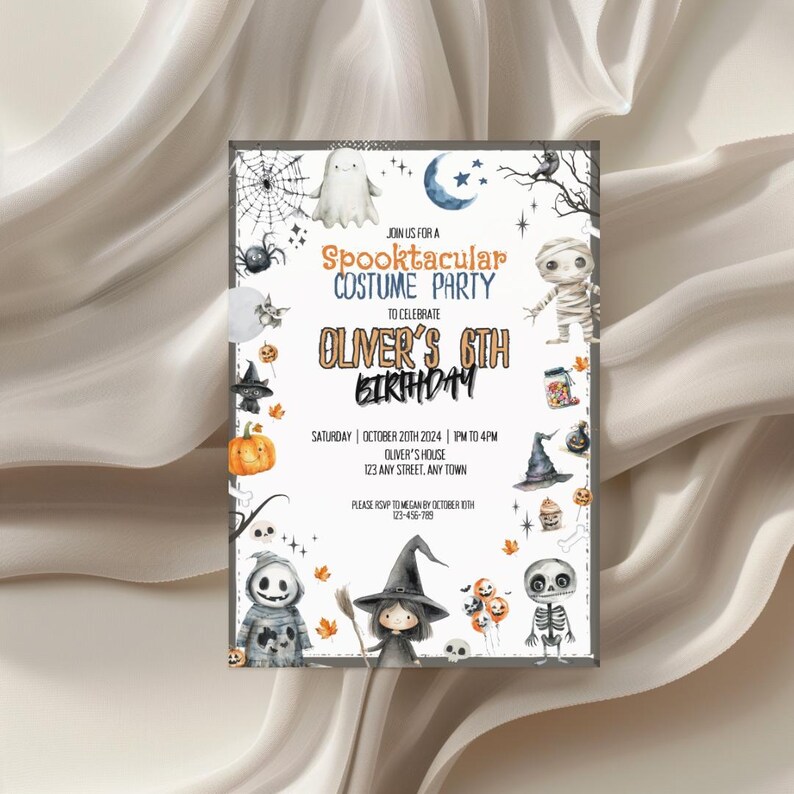EDITABLE Halloween 6th Birthday Party Invitation Costume Party Invite ...