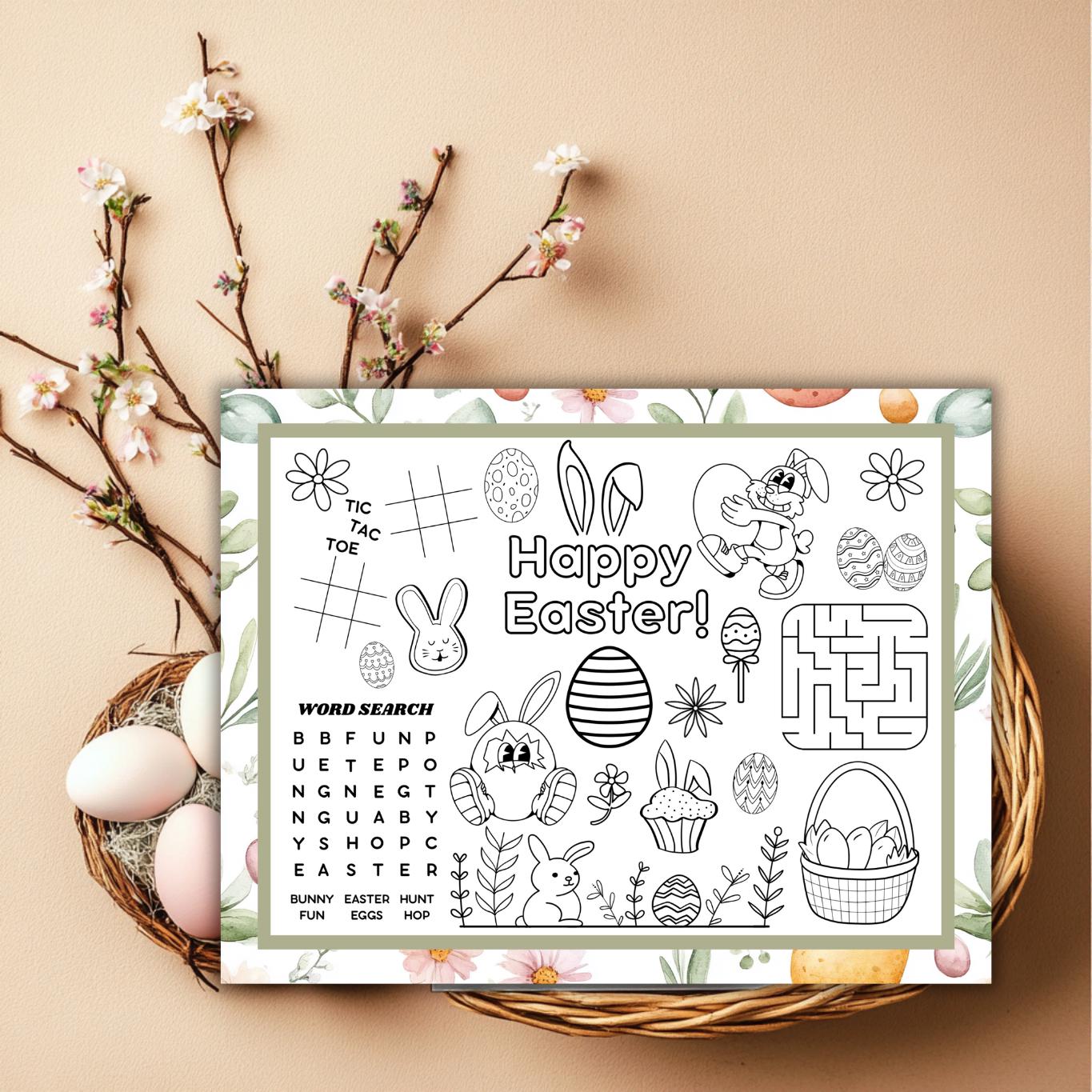 Editable Easter Kids Activity Placemat Sheet, Easter Activities, Kids ...