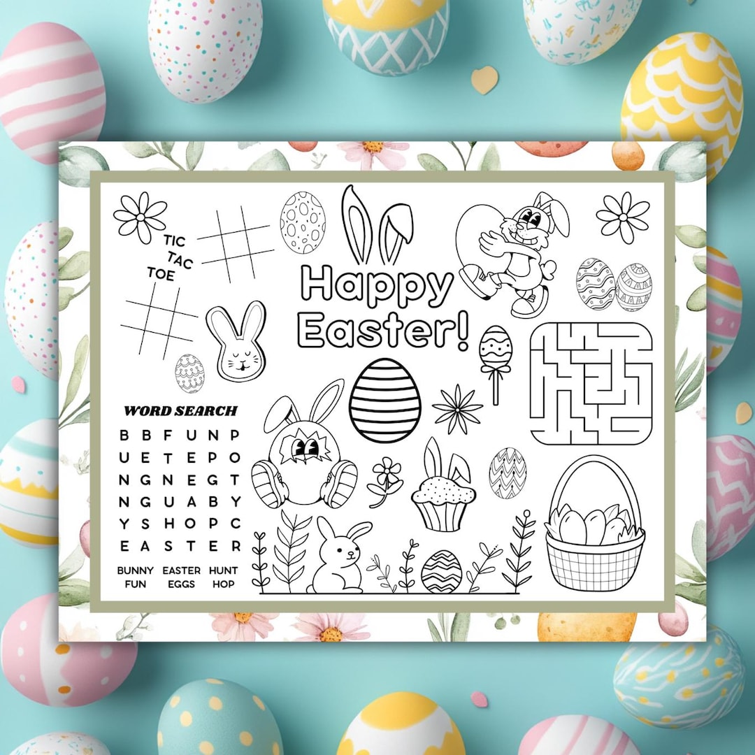 Editable Easter Kids Activity Placemat Sheet, Easter Activities, Kids ...