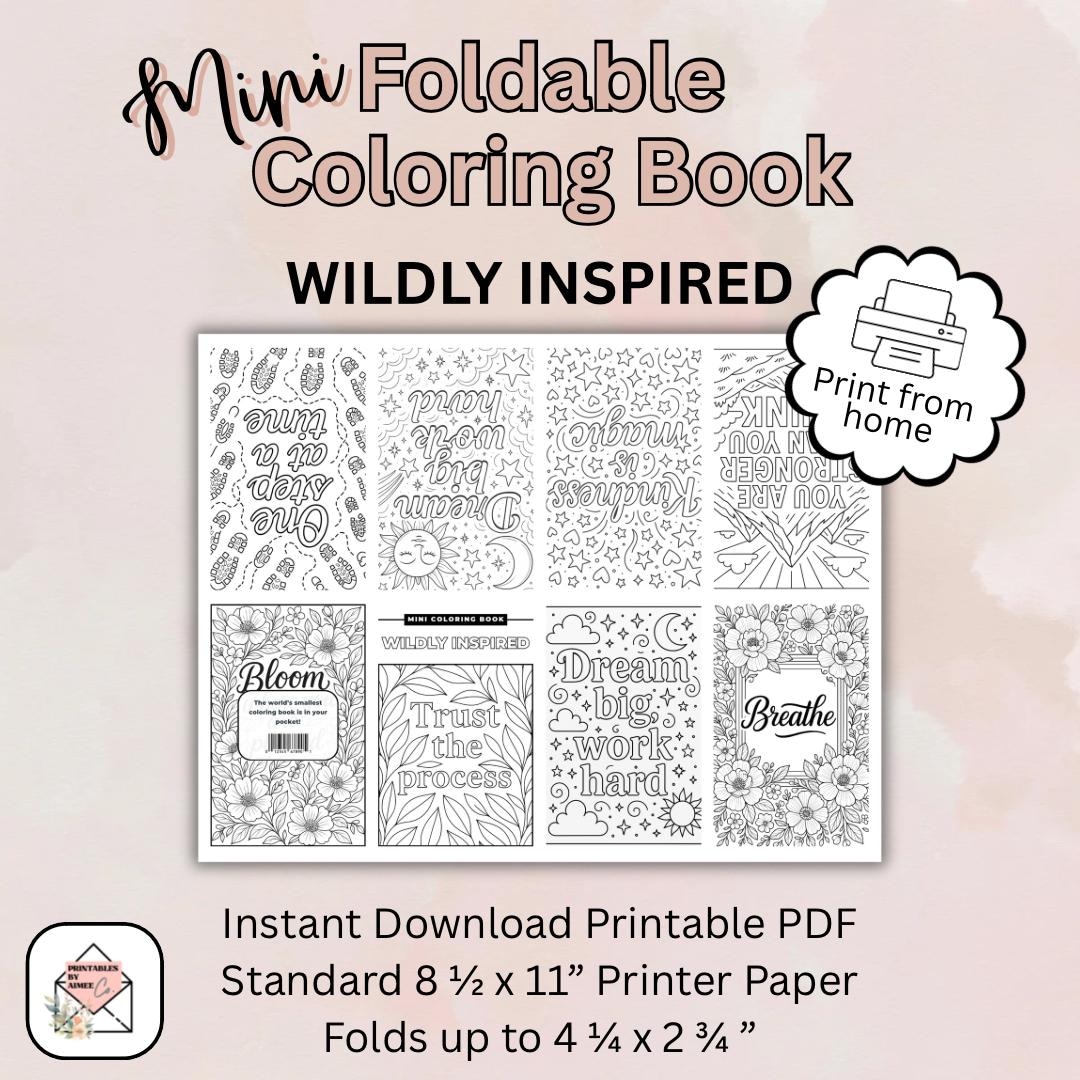 Printable Foldable Mini Coloring Book – Wildly Inspired | 8.5x11 PDF ...