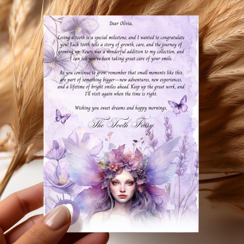 Editable Purple Tooth Fairy Personalized Note Letter, Tooth Fairy ...