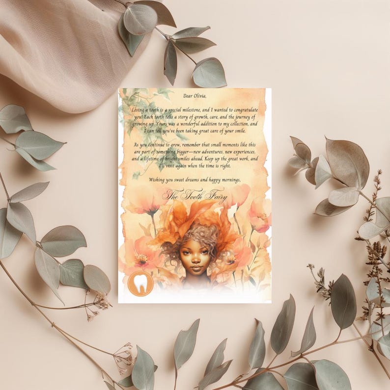 Editable Orange Tooth Fairy Personalized Note Letter, Tooth Fairy ...