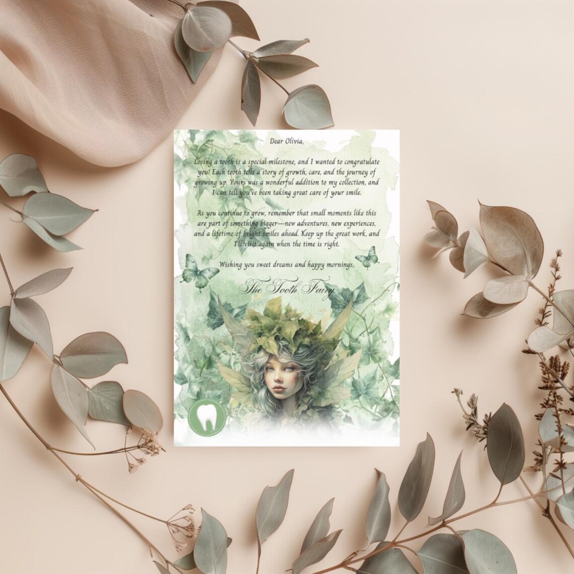 Editable Green Tooth Fairy Personalized Note Letter, Tooth Fairy ...