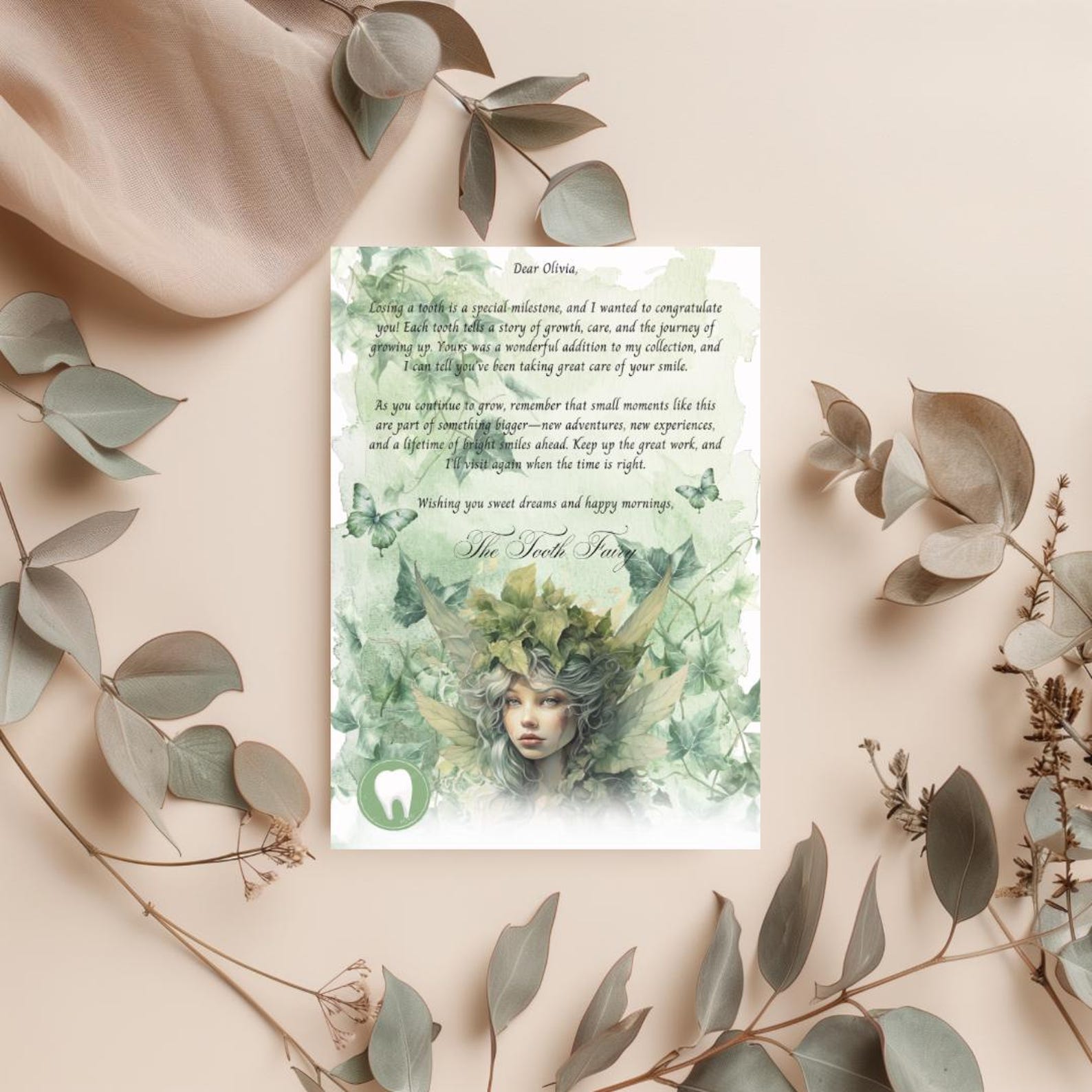 Editable Green Tooth Fairy Personalized Note Letter, Tooth Fairy ...