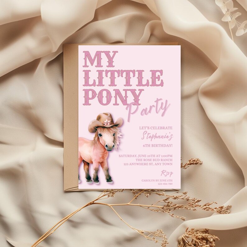 EDITABLE Pink My Little Pony 6th Birthday Party Invitation, Invite for ...