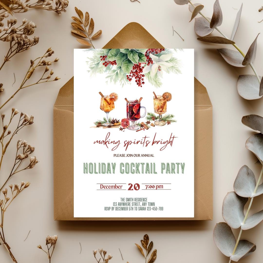 EDITABLE Christmas Party Invitation, Holiday Cocktail Party, Making ...